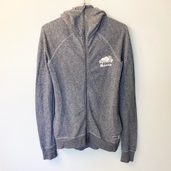Roots | Tops | Roots Canada Full Zip Logo Hoodie Salt Pepper S | Poshmark